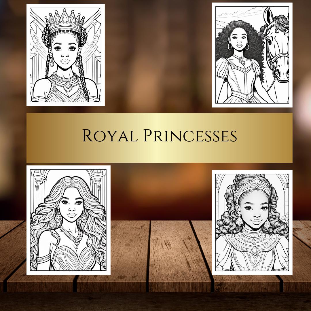 Royal Black Princess Coloring Book: African American Girls' Magical ...