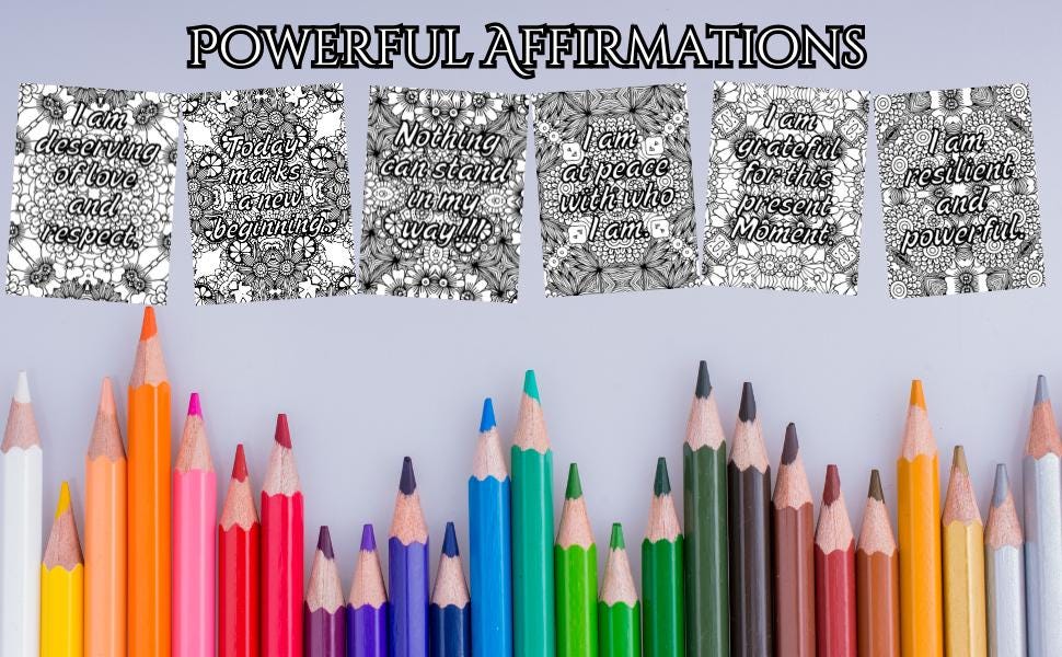 Flower Mandala Coloring Pages With Positive Affirmations Digital ...