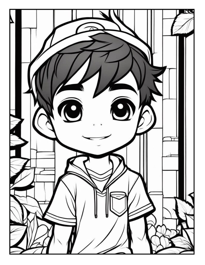 Chibi Boy Coloring Book: Anime Kawaii Designs (digital Download ...