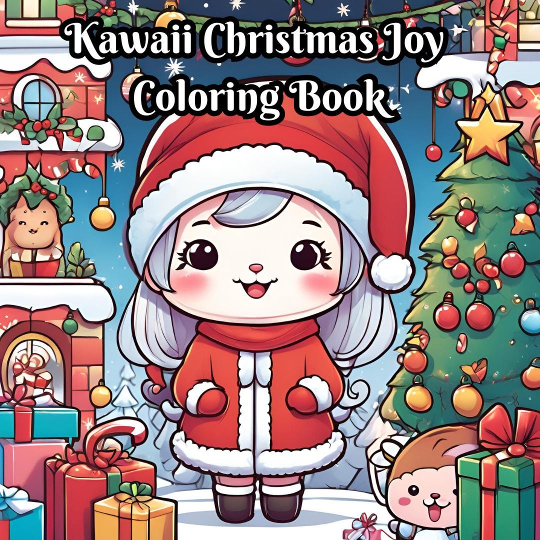 Kawaii Christmas Joy Coloring Book| Cute Holiday Illustrations| Festive ...