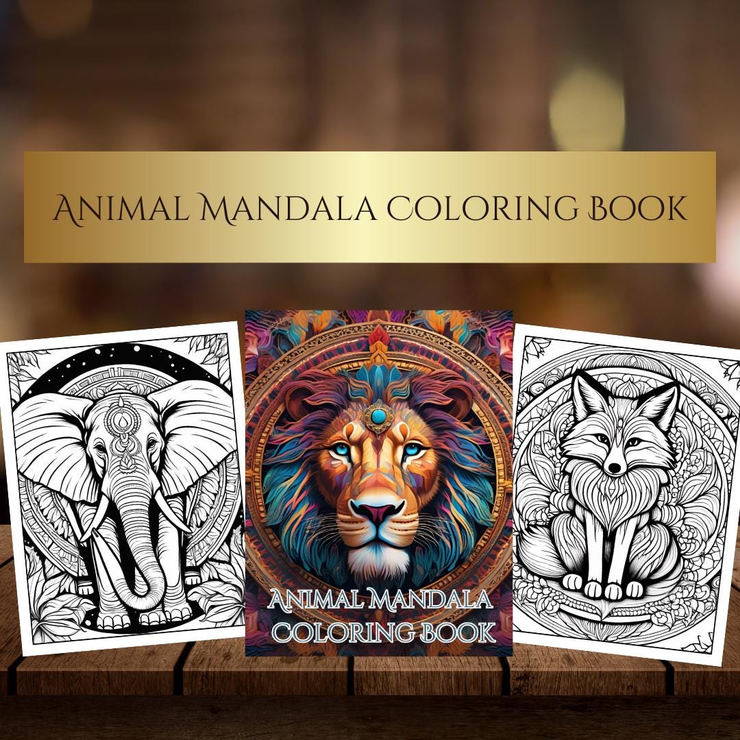 25 Page Printable Animal Mandala Coloring Book Digital Download Stress ...