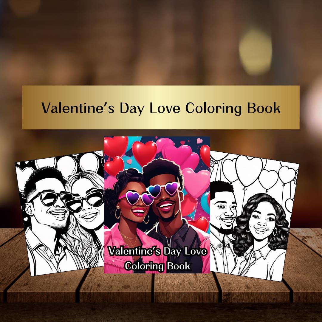 Black Couple Valentine's Coloring Pages: Romantic Printable Art ...