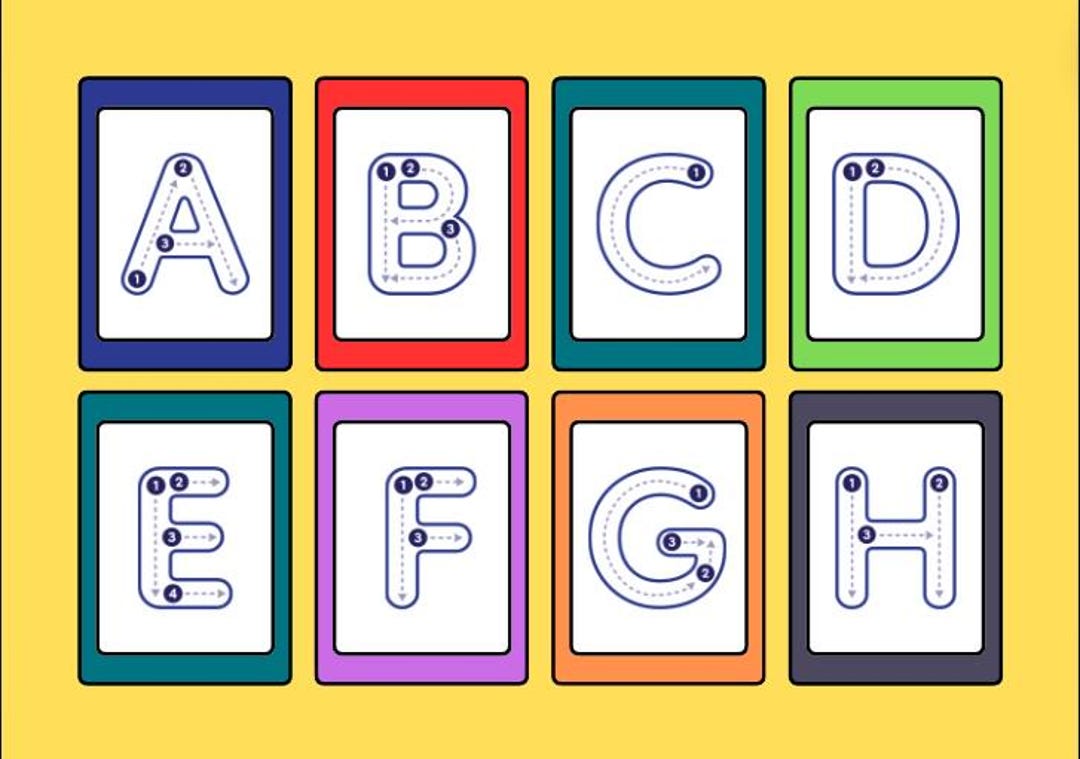 Alphabet Tracing Capital Letter Flashcards, Letter Tracing Flashcards ...