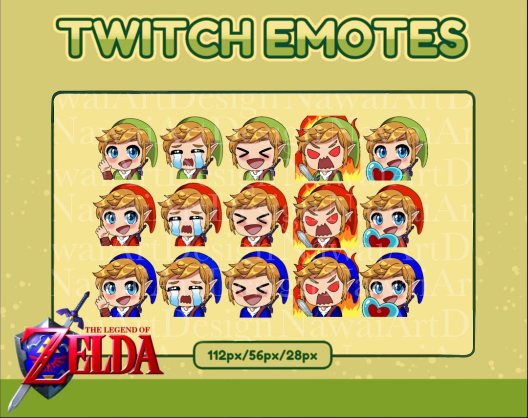 Link Emote Pack in 3 Tunic Colors| Legend of Zelda| Twitch/discord Icon ...