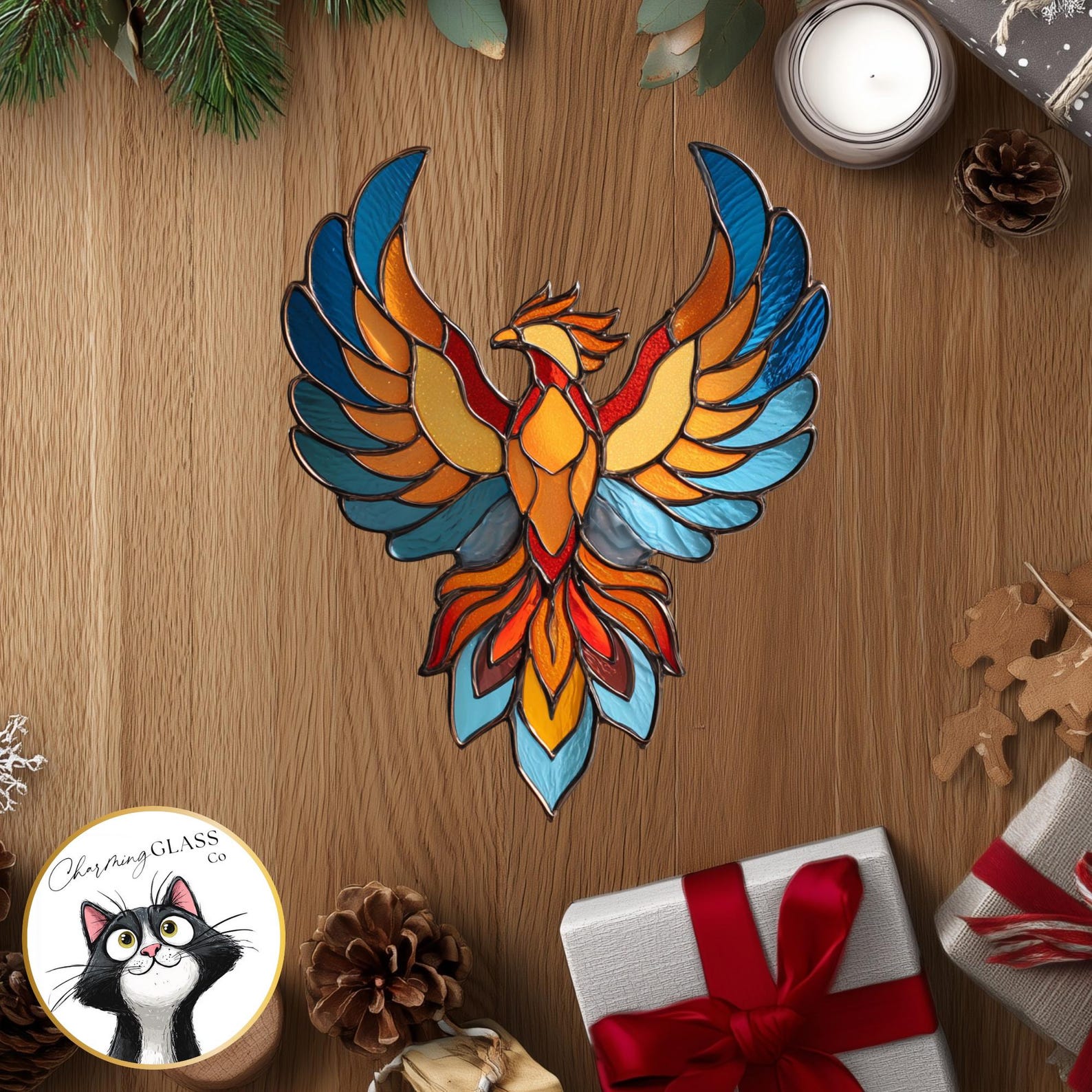 Whimsical Phoenix Stained Glass Pattern (digital Download) - Etsy