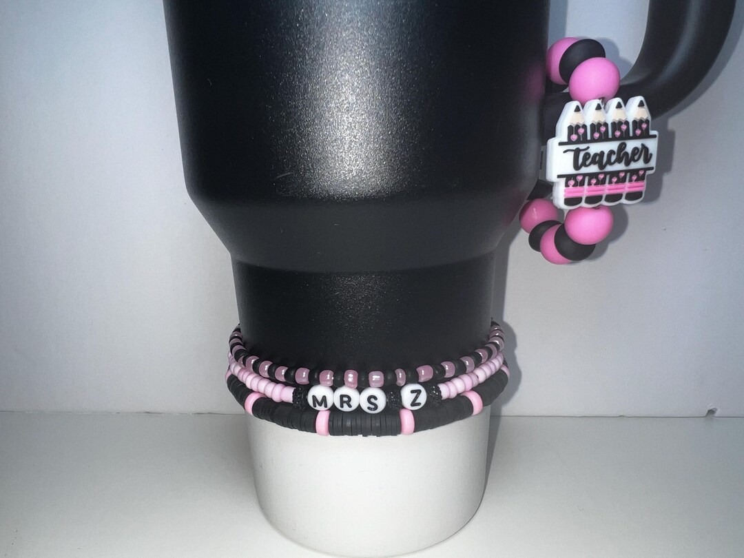Teacher Stanley Tumbler Charm & Cup Friendship Bracelet Stack - Boot ...