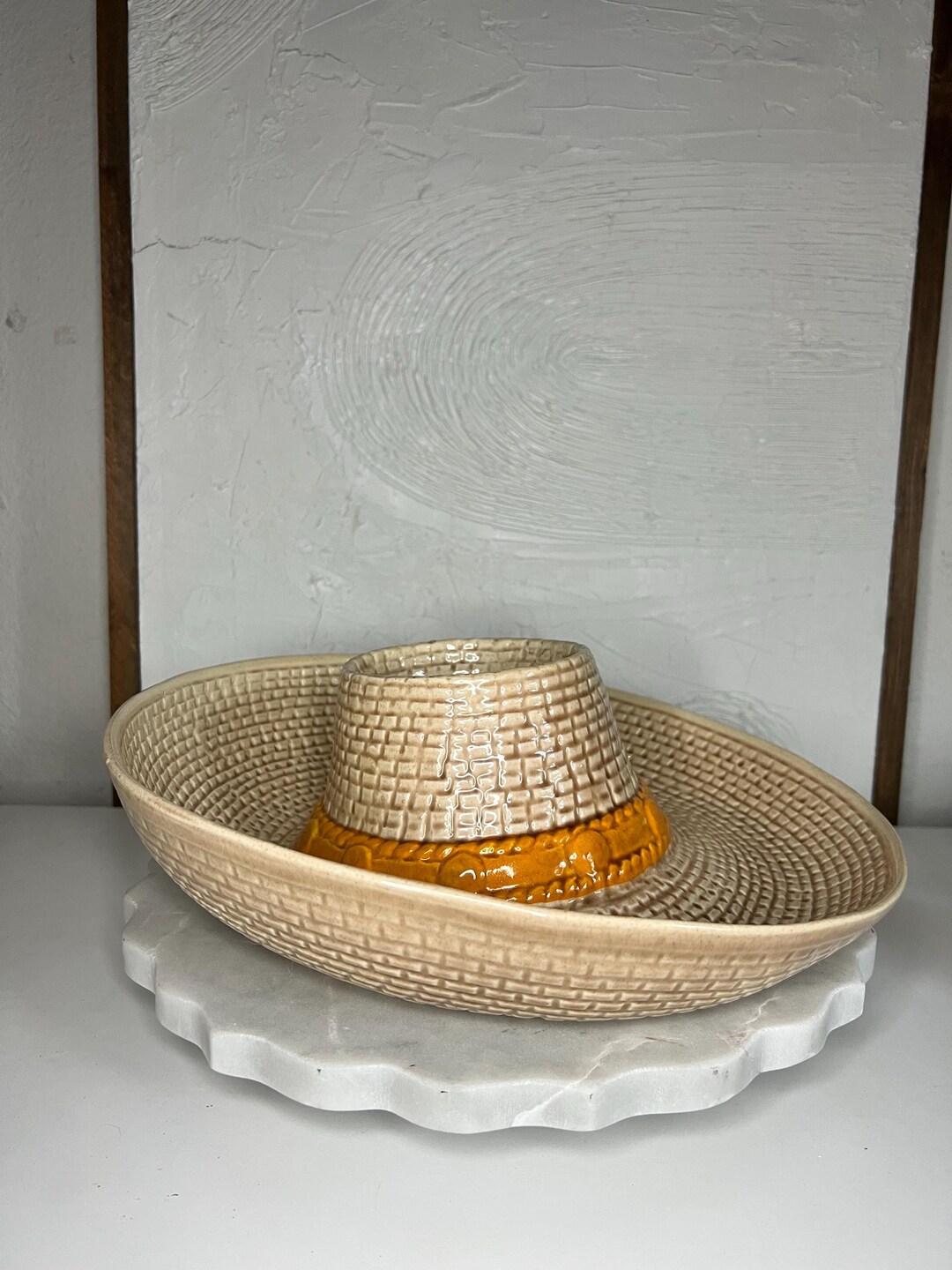 Vintage 1986 WPO USA Ceramic Sombrero Chip & Dip Server Southwestern ...