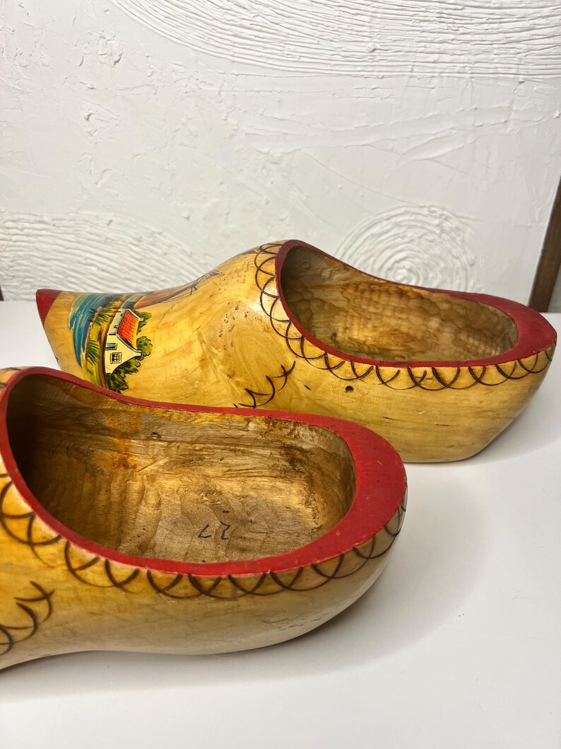 Hand-painted Wooden Dutch Clogs | Vintage Windmill Landscape Decor ...