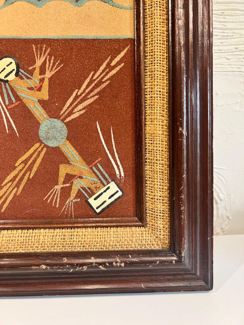 Signed Native American Sand Painting | Hecho En Mexico Framed ...