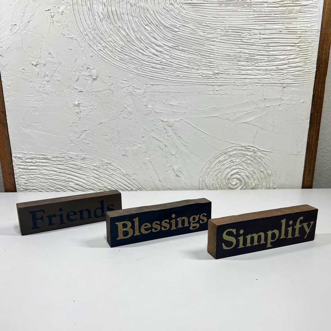 Inspirational Wooden Block Set: Friends, Blessings, Simplify - Etsy