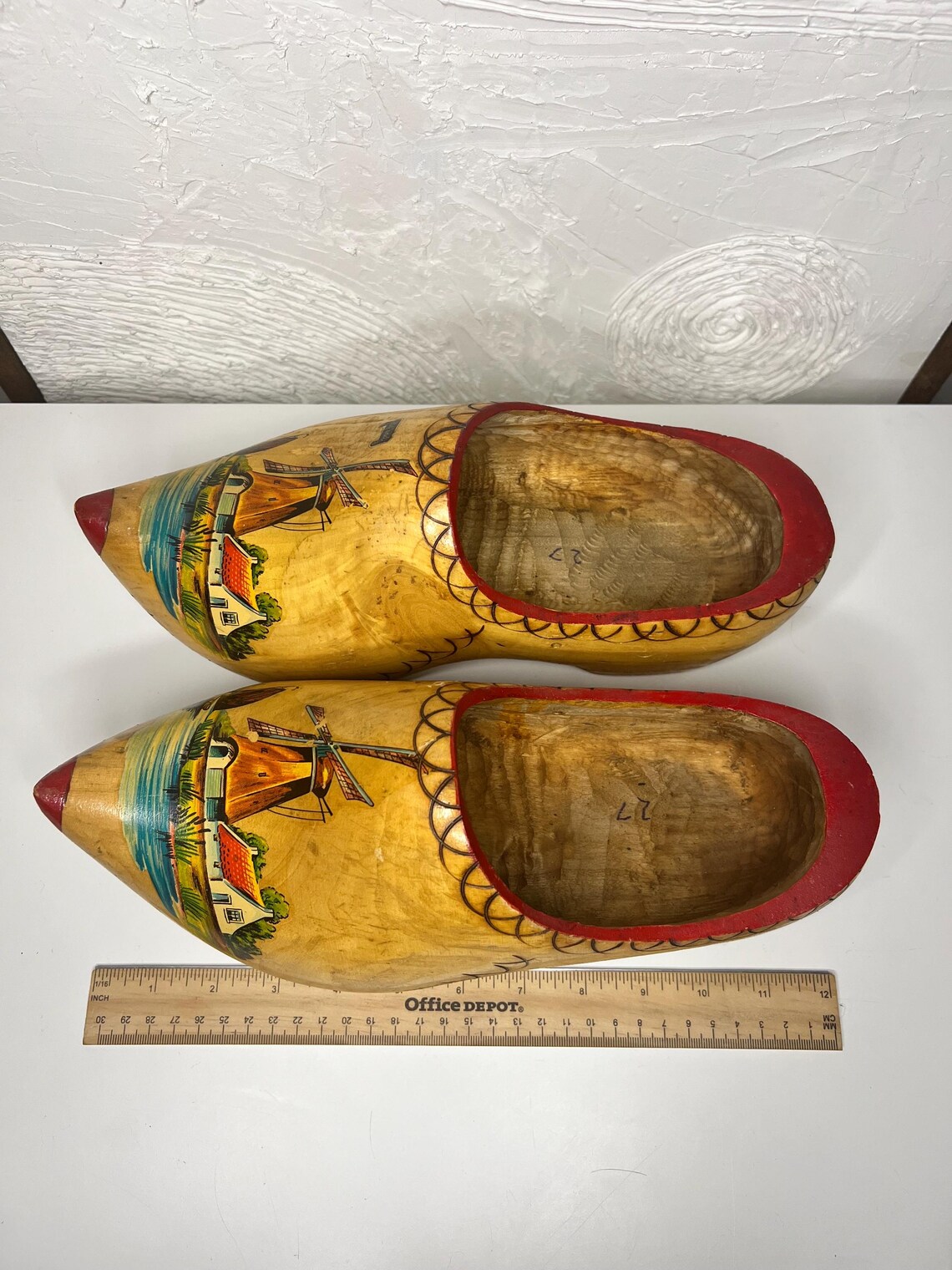 Hand-painted Wooden Dutch Clogs | Vintage Windmill Landscape Decor ...