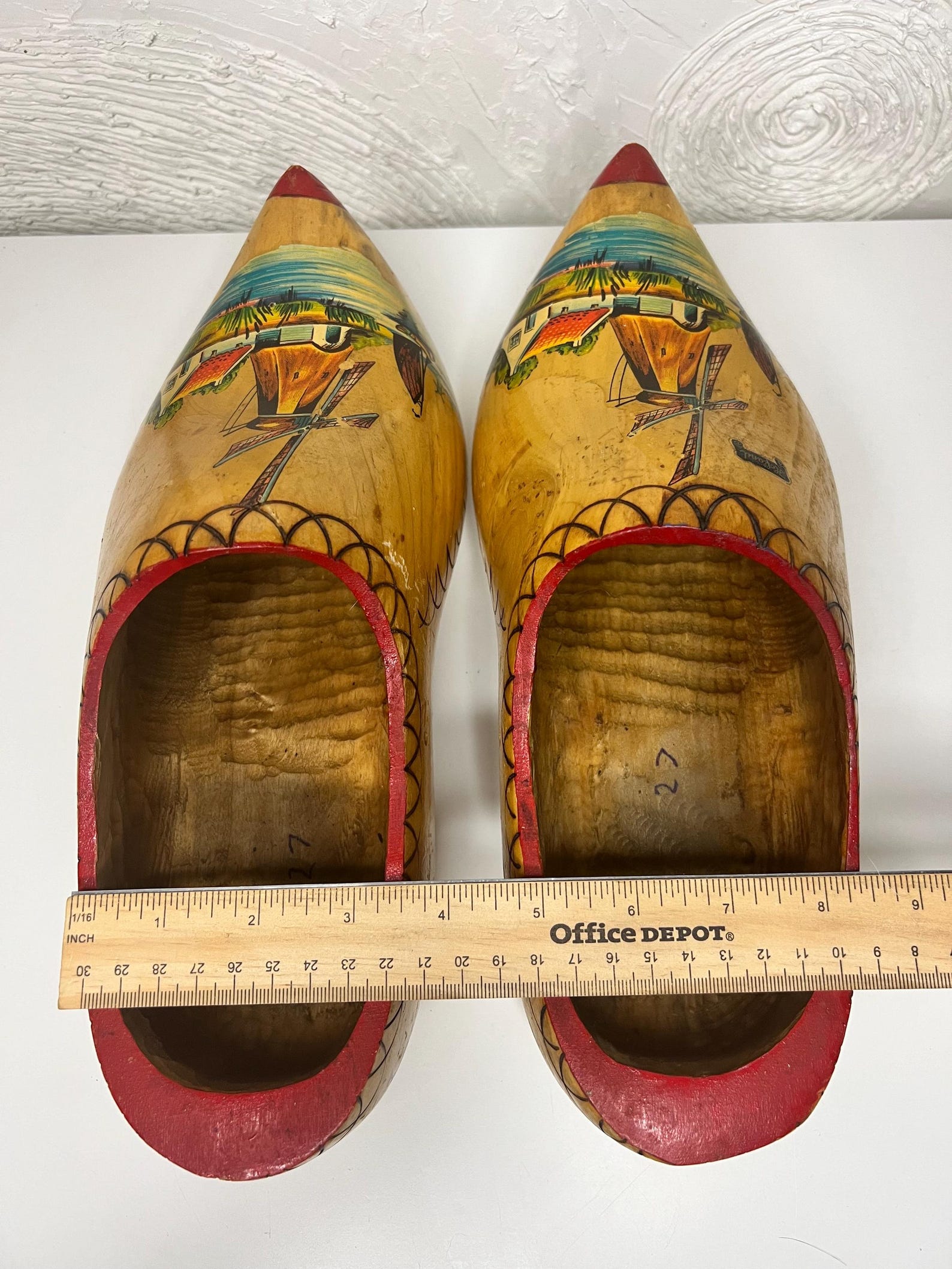 Hand-painted Wooden Dutch Clogs | Vintage Windmill Landscape Decor ...