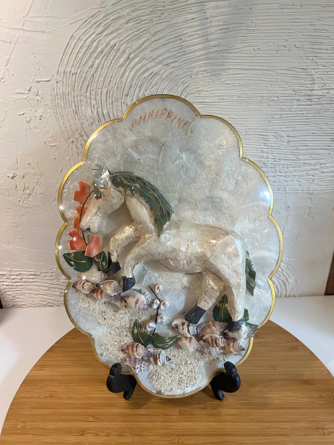 Enchanting Capiz Shell Horse Art 3D Vintage Masterpiece Ethereal ...