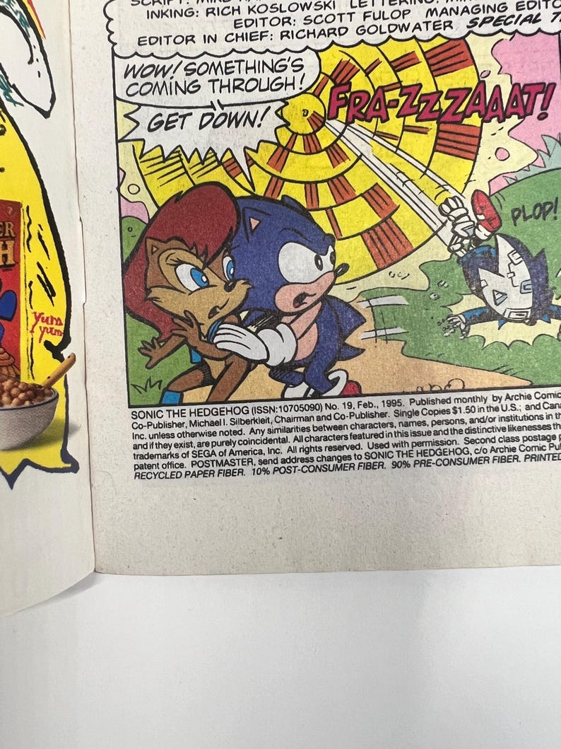 Sonic the Hedgehog Comic Issue No. 19 feb 1995 Rare Vintage Collectible ...
