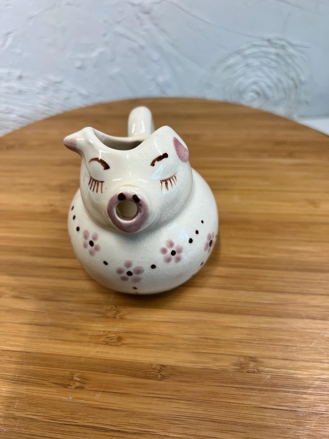 Vintage Pig-shaped Ceramic Creamer Pitcher With Pink Floral Accents ...