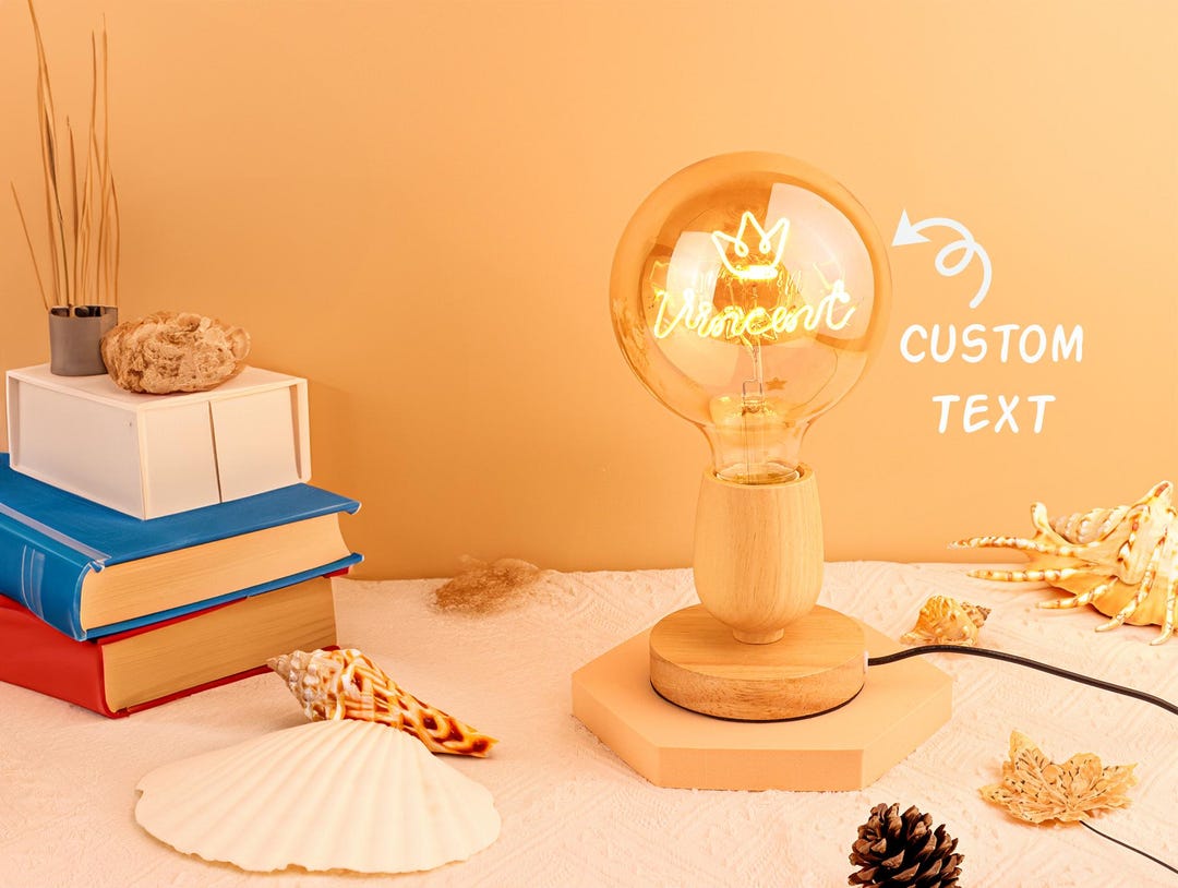 Customized Vintage-style Art Lamp, LED Light Bulb, Custom Text Led ...
