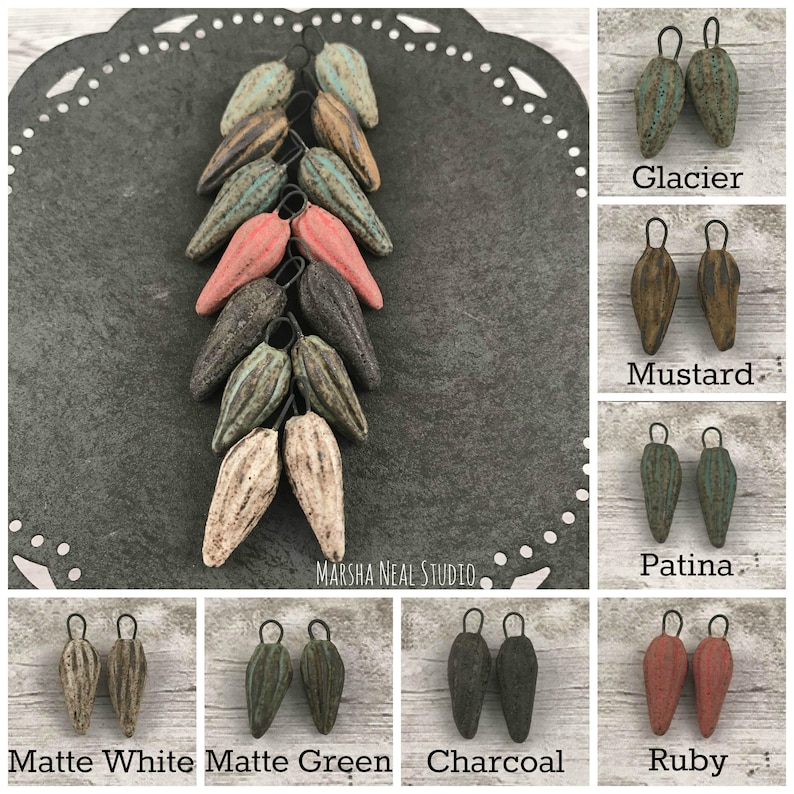Handmade Stoneware Seed Pod Beads: Rustic Ceramic Earring Supplies ...