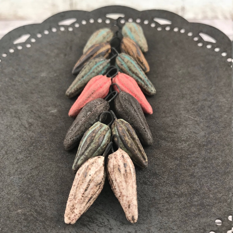Handmade Stoneware Seed Pod Beads: Rustic Ceramic Earring Supplies ...