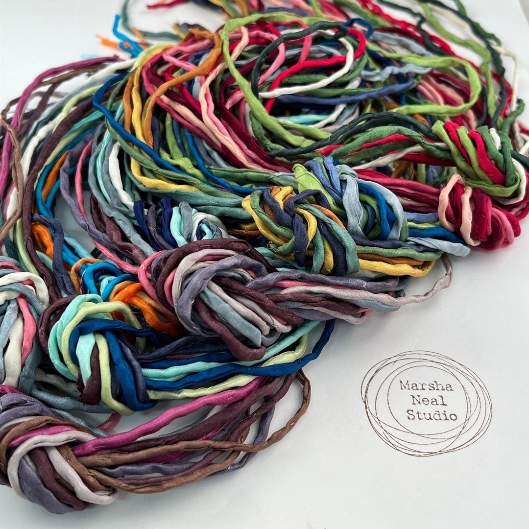 Hand Painted Silk Cords: 2mm Round Silk Ribbon Bundles, Jewelry ...