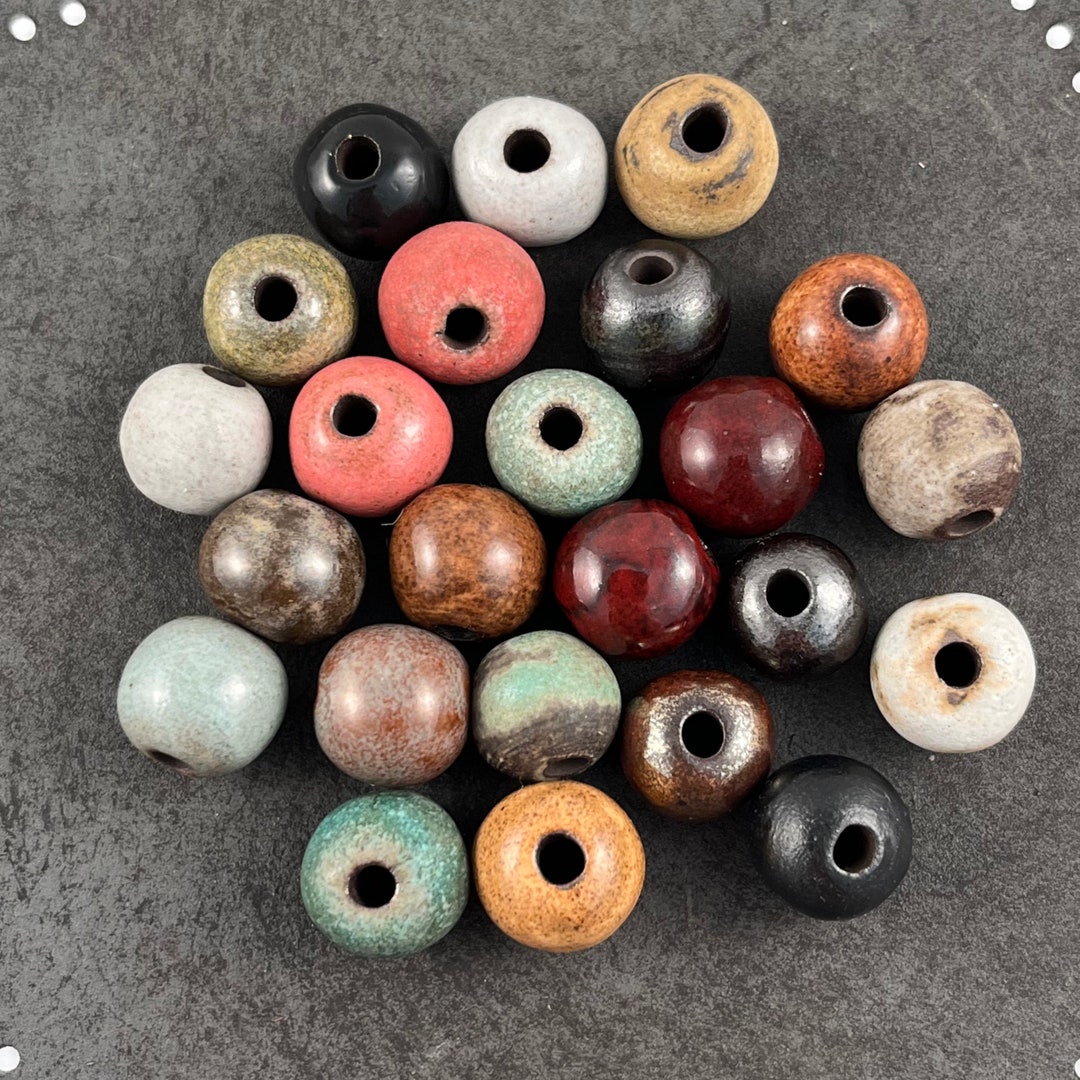 Jewelry Making Supplies Handmade Ceramic Beads Round Beads Chocolate ...