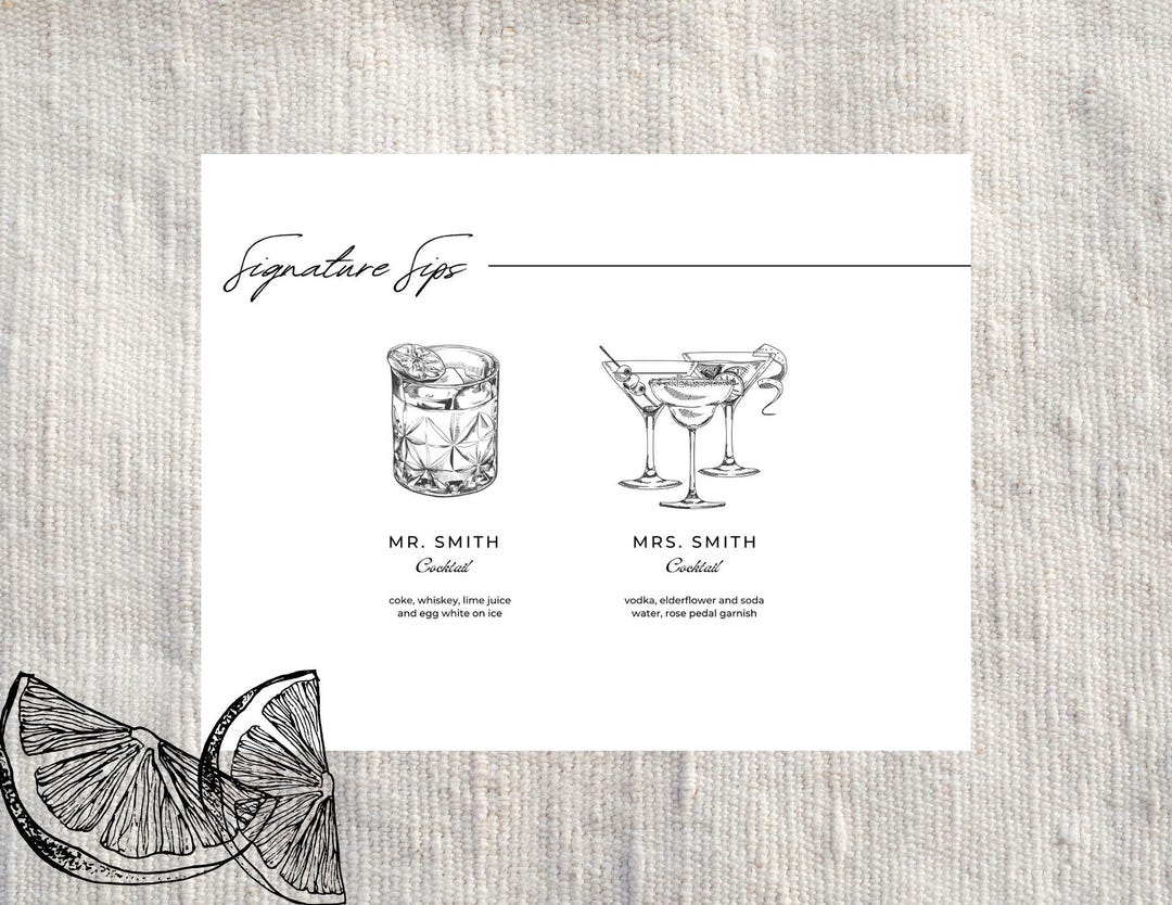 Tastemaker Signature Cocktail Menu - Etsy