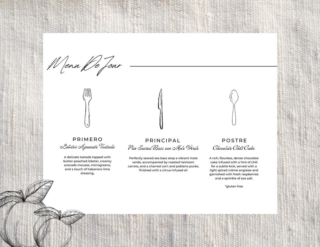 Custom Menu Template - Etsy