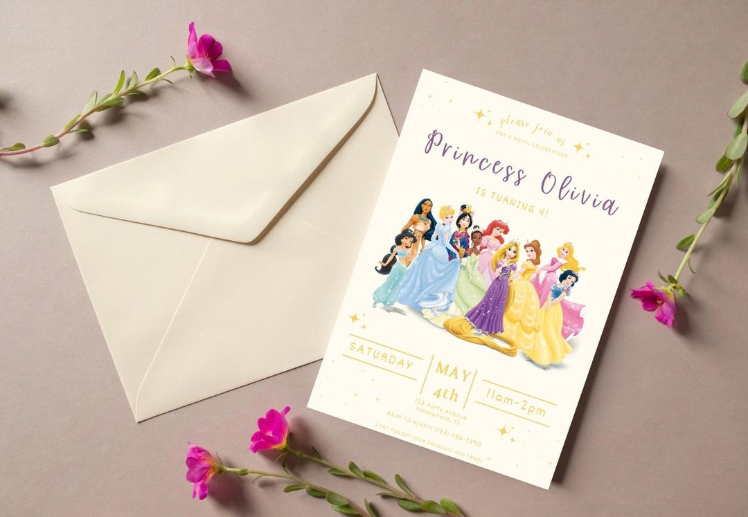 Editable Princess Birthday Invitation, Princess Birthday, Kids Birthday ...