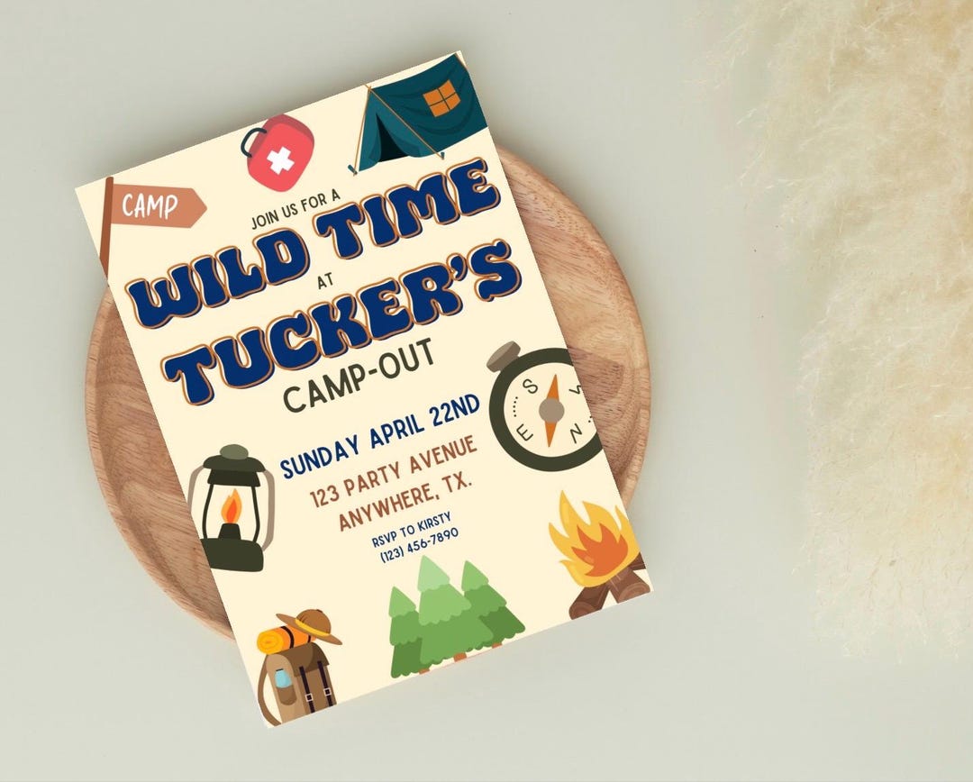Editable Campout Birthday Invitation, Camping Birthday Party, Camp- Out ...