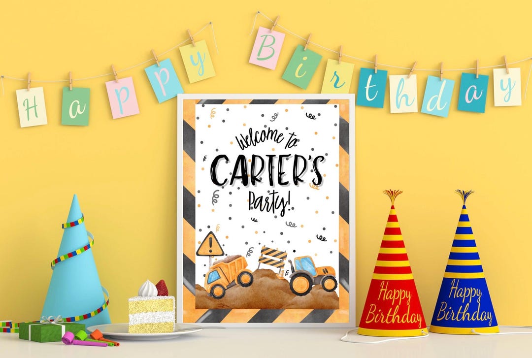 Construction Birthday Party Signs, 5x7 Birthday Signs, Construction ...