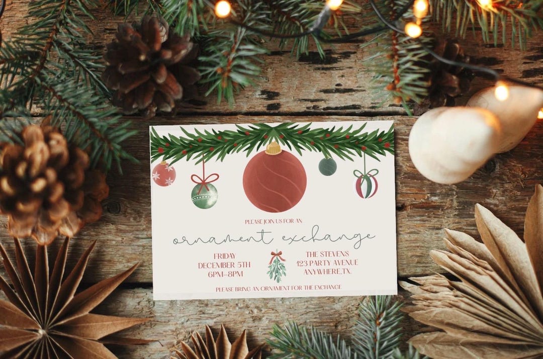 Editable Ornament Exchange Invitation: Christmas Party, Printable ...
