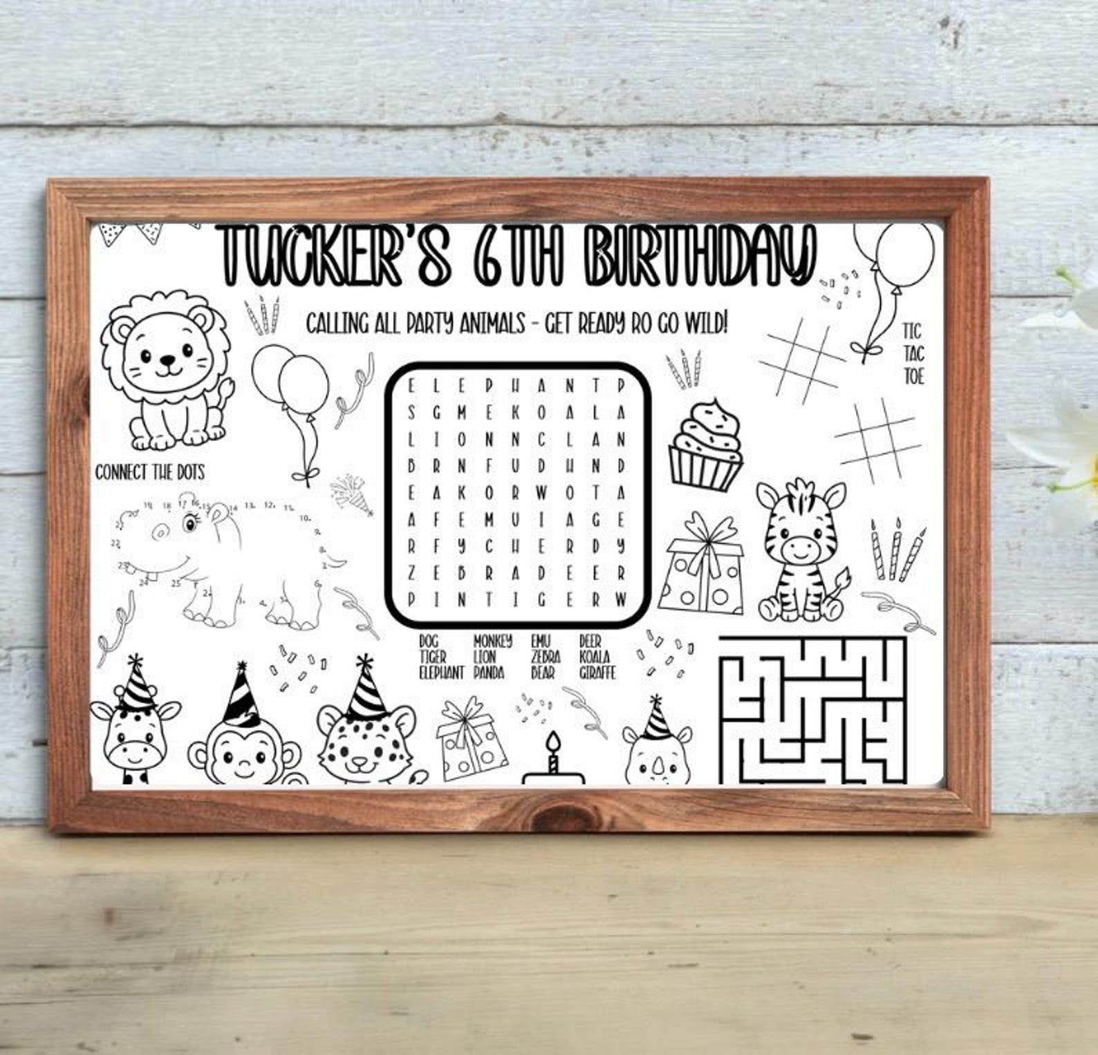 Party Animals Coloring Page: Kids Activity Sheet (digital Download, PDF ...