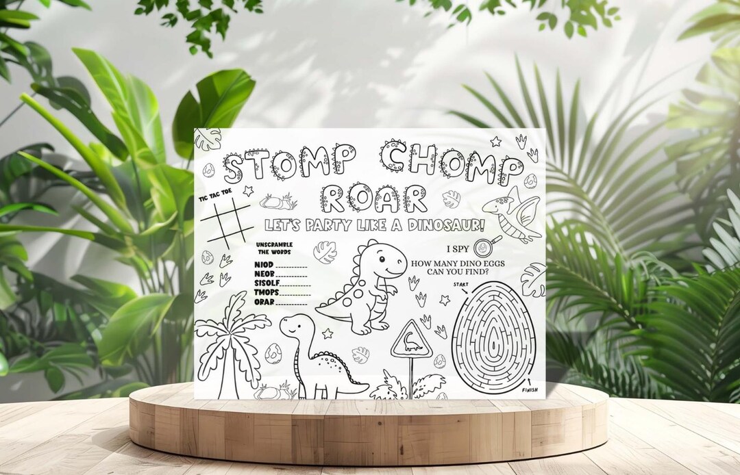 Dinosaur Activity Page | Kids Printable Coloring Sheet (digital ...