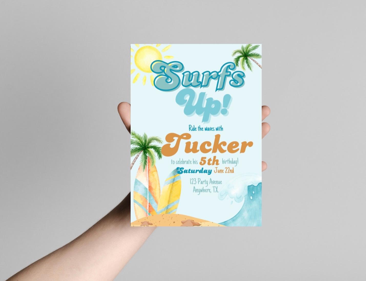 Editable Surfs up Birthday Invitation: Summer Party (digital Download ...