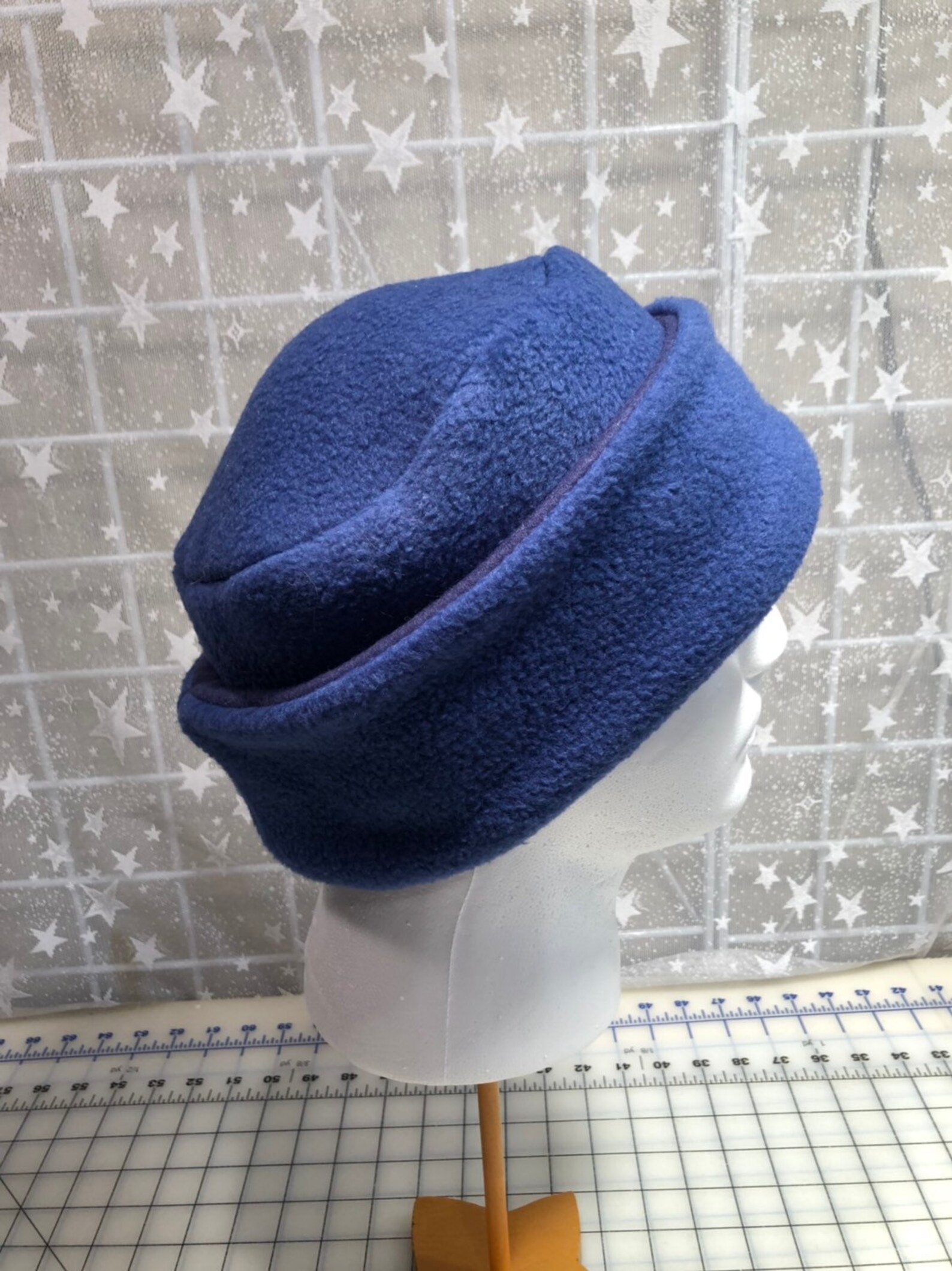 Adult Fleece PILLBOX Hat Medium Blue fleece hat Men's | Etsy