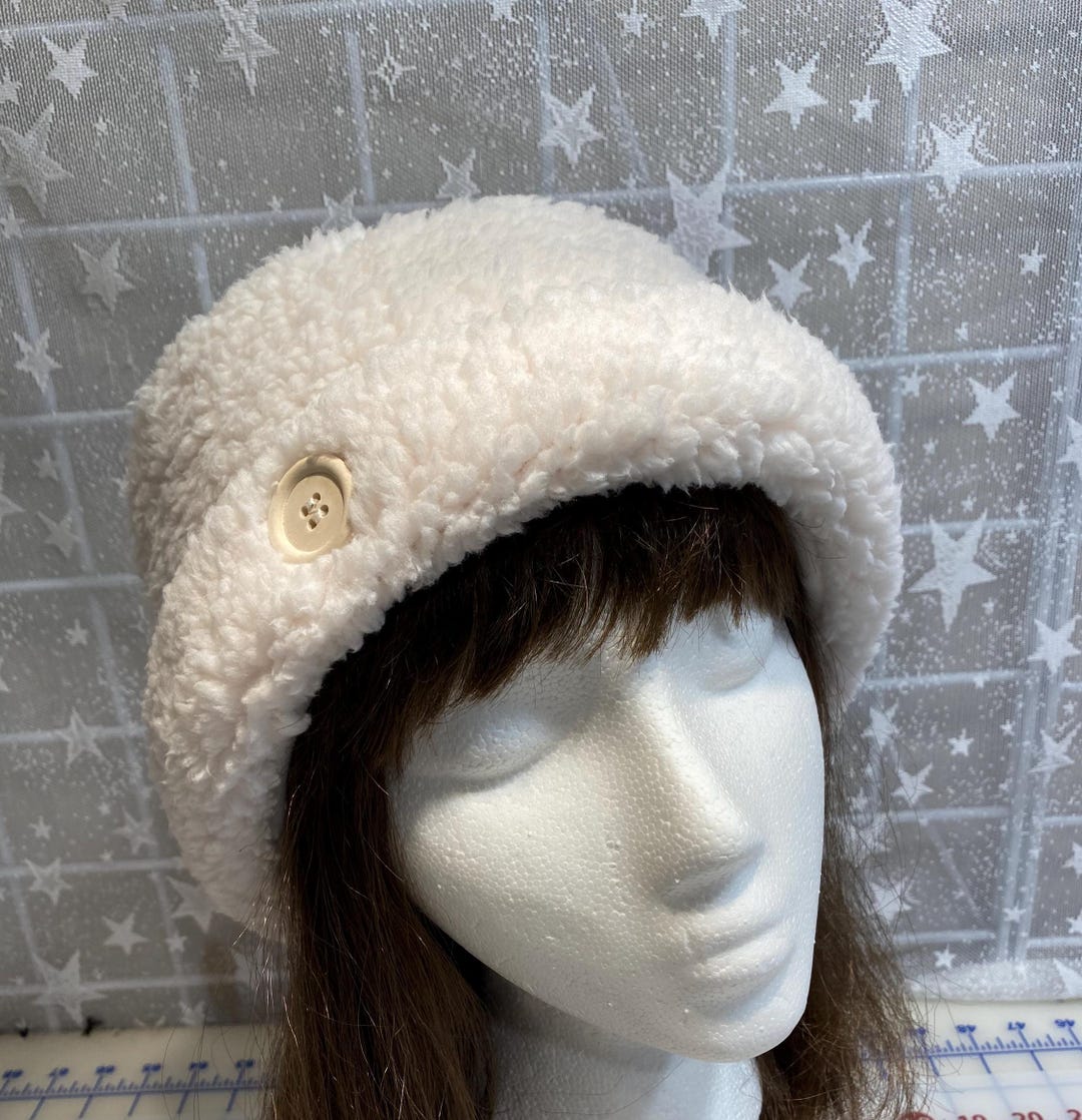 Adult Sherpa BUCKET Hat, Creamy White Minky Sherpa Cuddle Hat, Women's ...