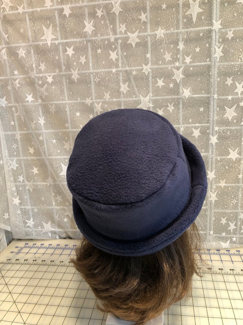 Navy Blue Fleece Hat With Rose, Women's Winter Hat, Winter Fleece Hat ...