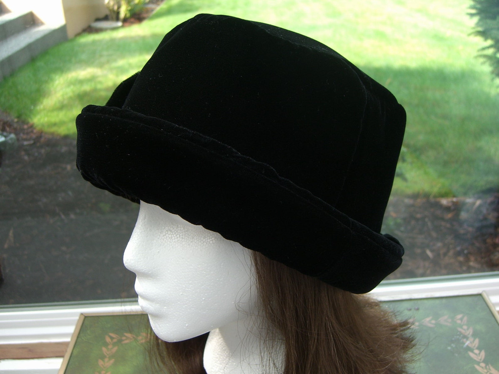 Rich Black VELVET Hat With Velvet Rose, Women's Velvet Hat, Winter ...