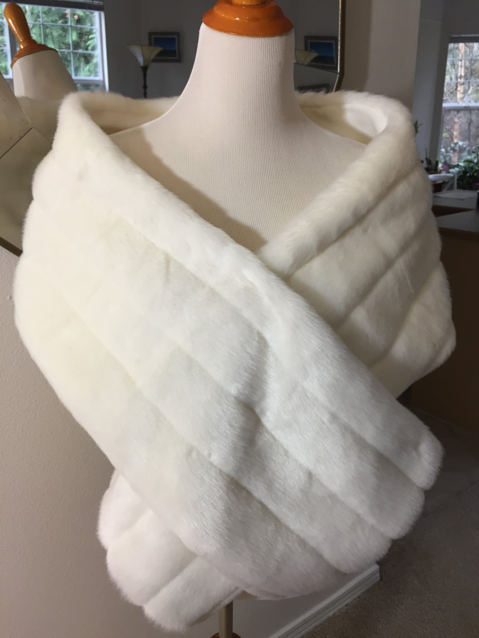 SALE Faux Fur Wrap Creamy White Pelted Mink Fur Shawl - Etsy