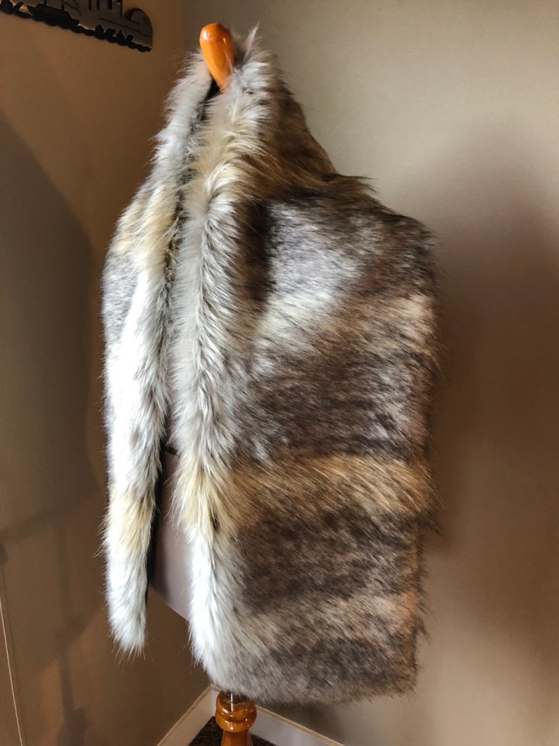 Faux Fur Wrap Arctic Wolf Stone Faux Fur Shawl Women's - Etsy