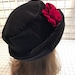 Rich Black VELVET Hat With Burgundy Velvet Rose, Women's Velvet Hat ...