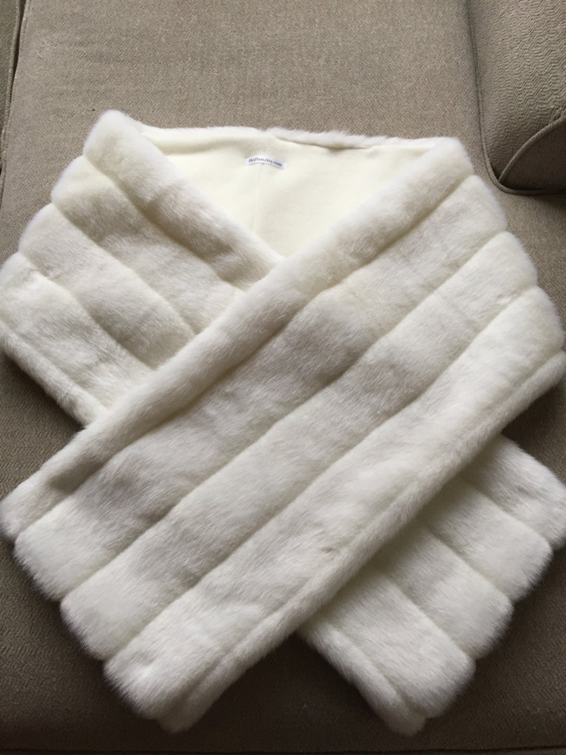 SALE Faux Fur Wrap Creamy White Pelted Mink Fur Shawl - Etsy