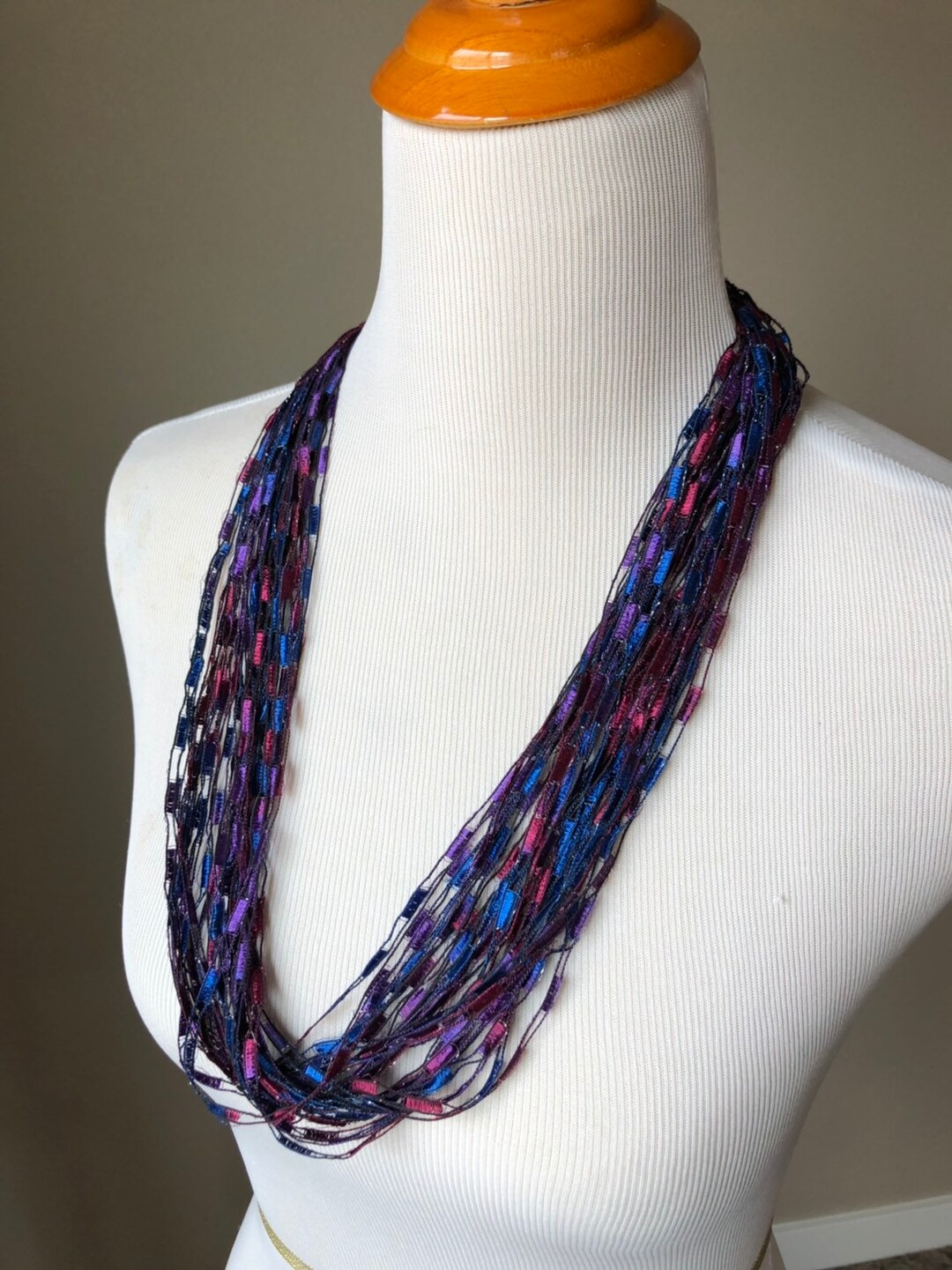 Jewel Tones FIBER NECKLACES, Ladder Ribbon Necklace, Fiber Ribbon ...