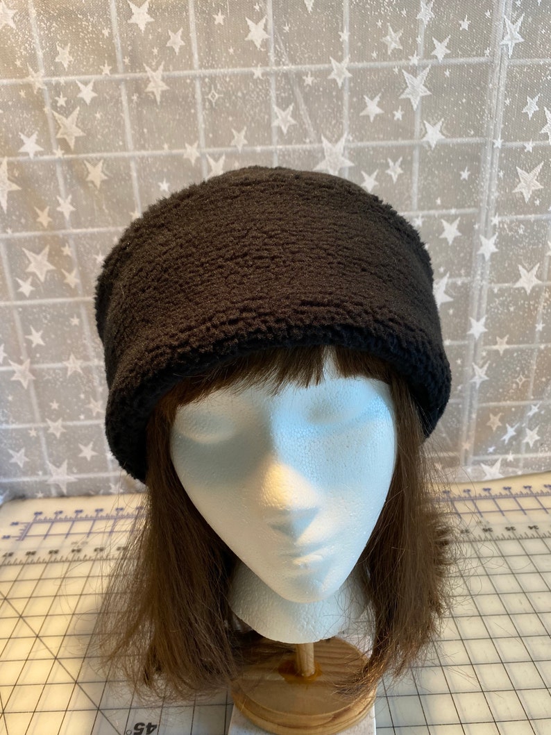 Adult BERBER PILLBOX Hat Rich Black Nubby Berber and Fleece | Etsy