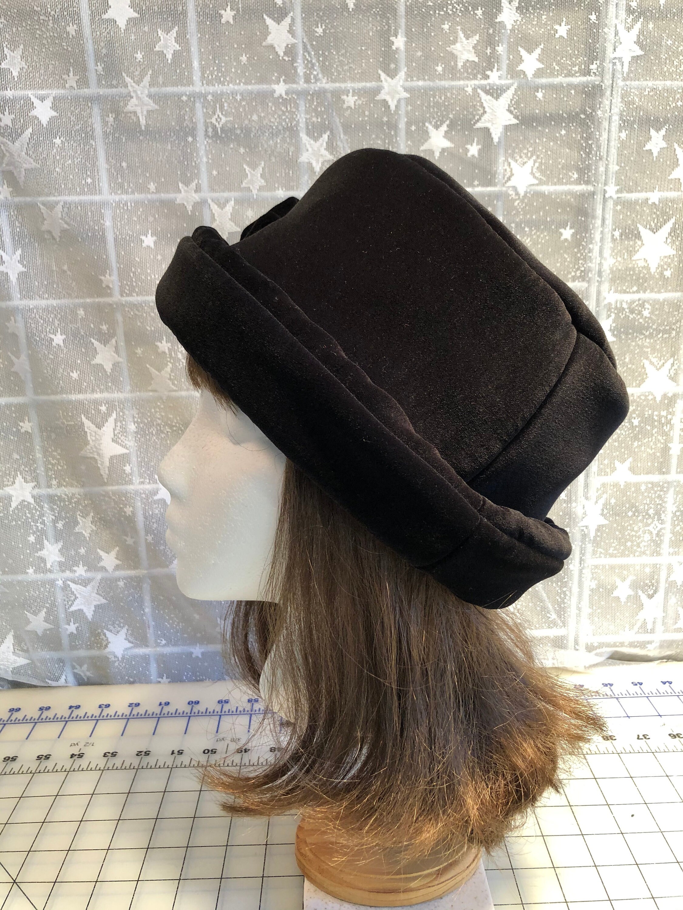 Rich Black VELVET Hat With Velvet Rose, Women's Velvet Hat, Winter ...