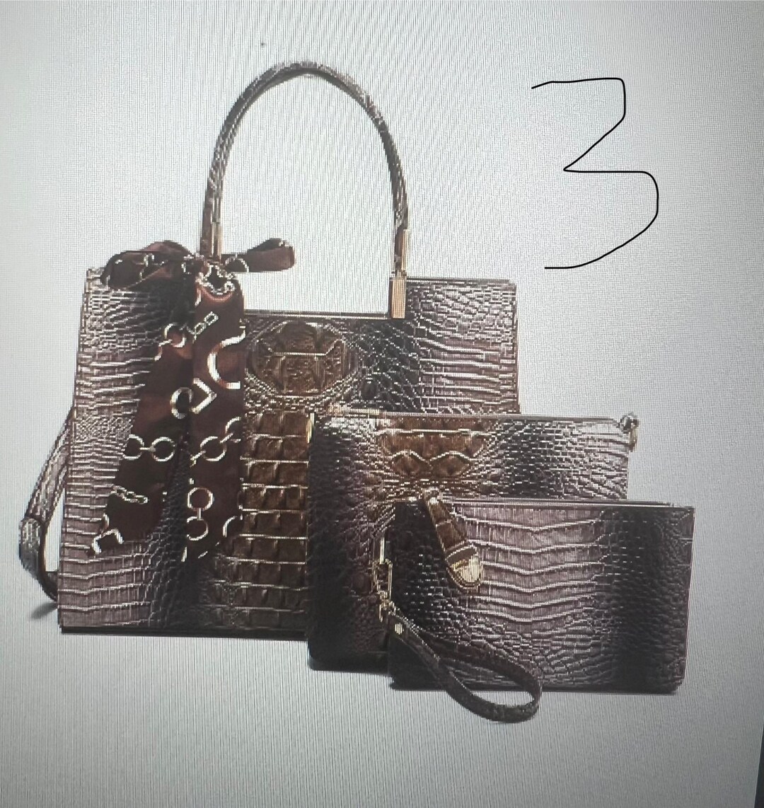 Croc 3-piece Purse Set: Tote, Crossbody & Pouch - Etsy
