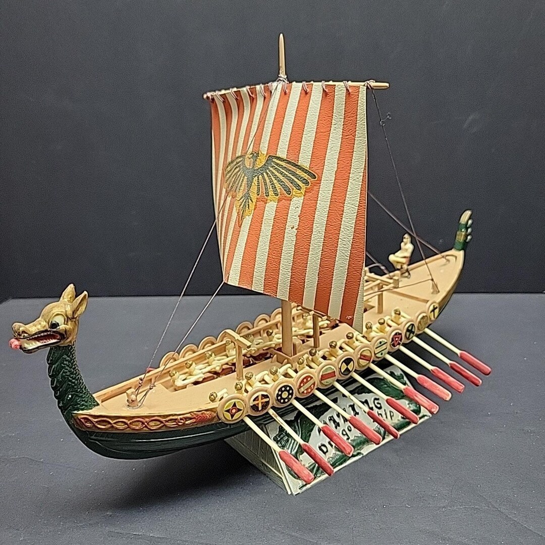 AURORA Vintage Viking Dragon Ship Model With Oars and Sail – Detailed ...