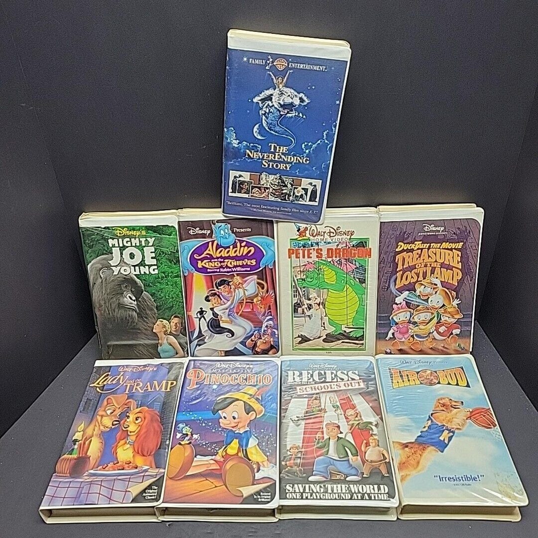 Lot of 9 Vintage Disney WB Fox VHS Clamshell Movies Youth Family Time ...