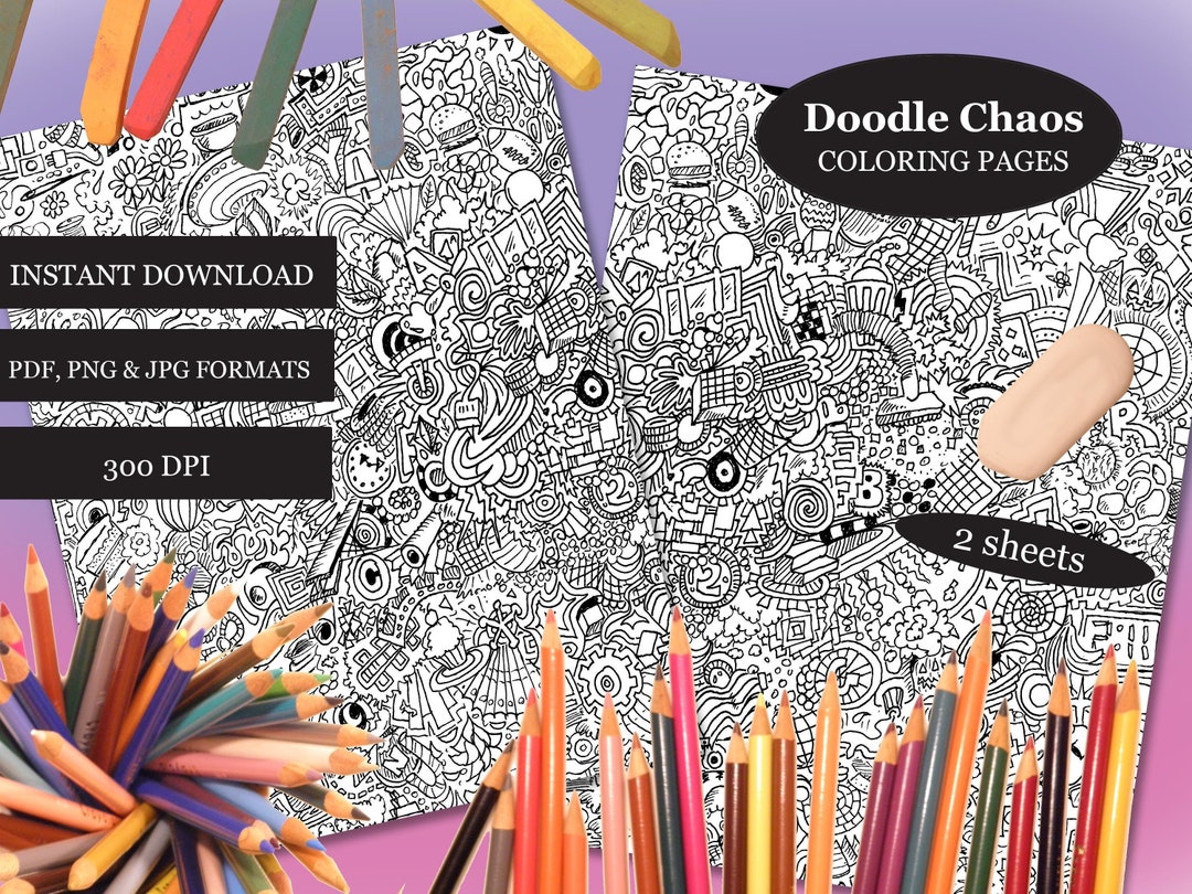 Doodle Chaos Coloring Pages | Doodle Coloring Pages | Double Coloring ...