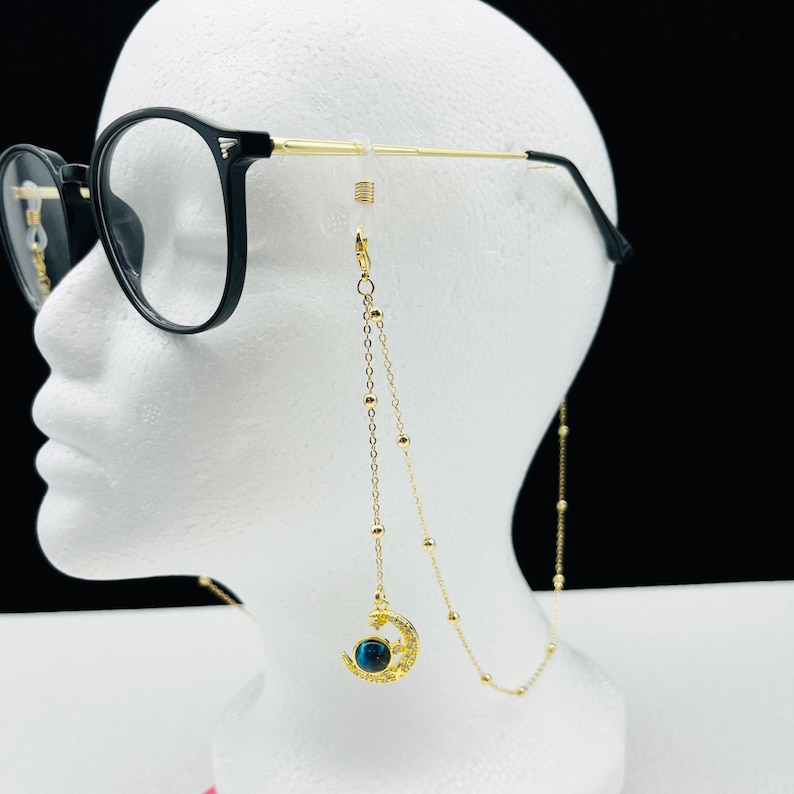Asymmetric Star and Moon Pendant Eyeglass Chain, Fashionable Women's ...