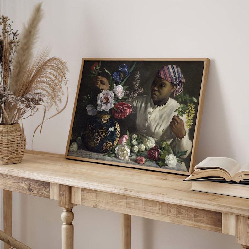 Black Woman With Peonies Frédéric Bazille | Vintage African American ...